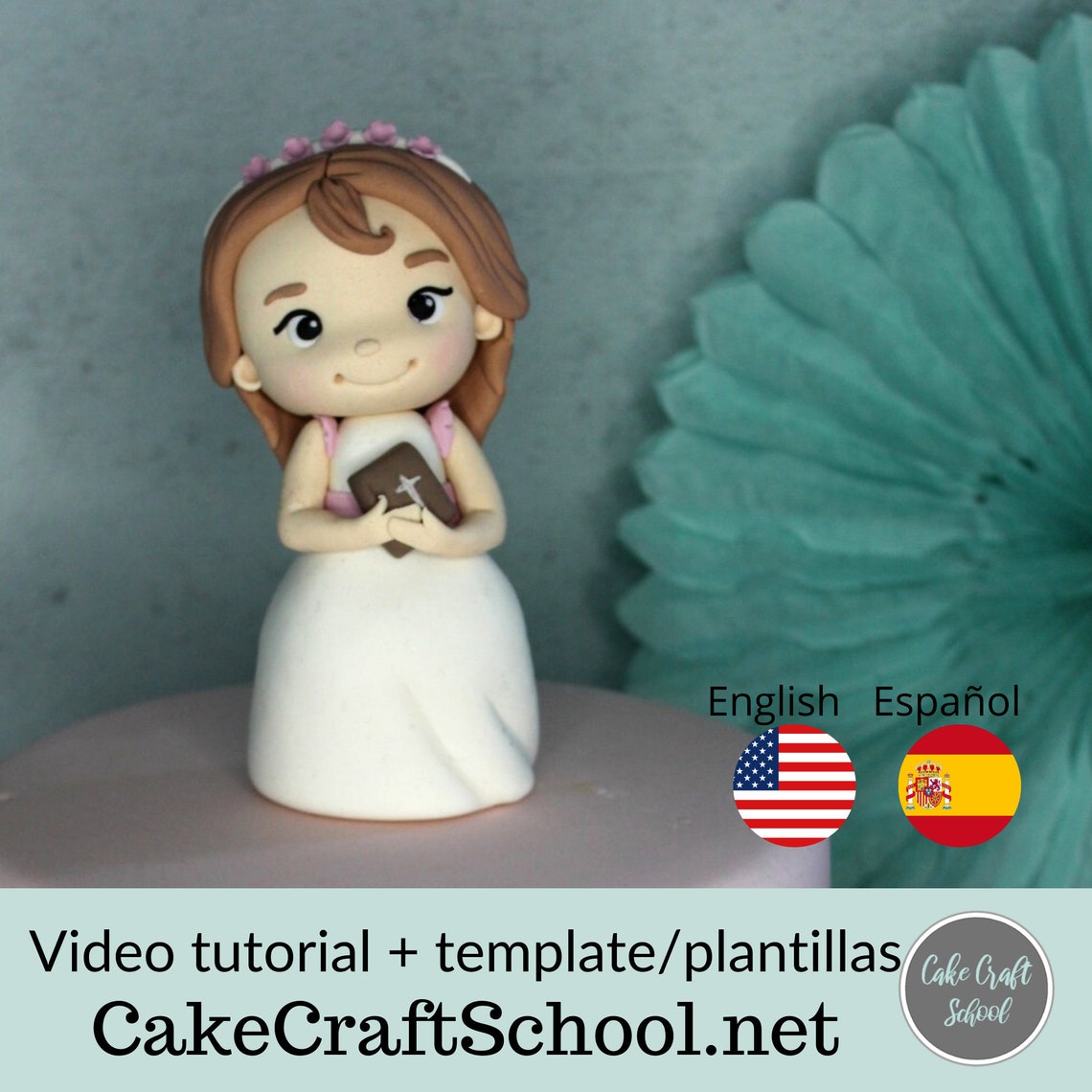 Fondant Communion Girl Cake Topper Step by Step Tutorial With Templates ...