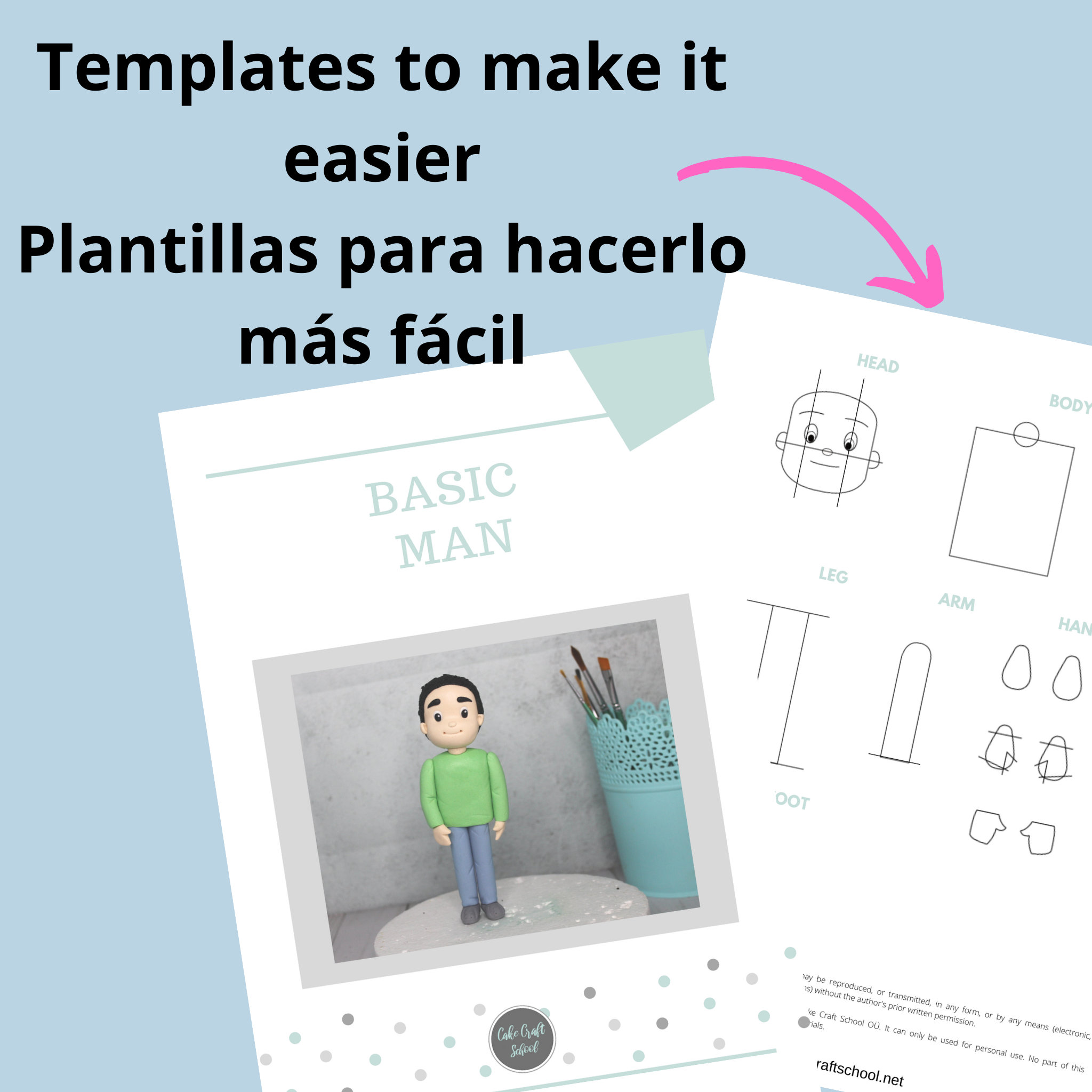 Fondant Man Cake Topper Step by Step Tutorial With Templates Fondant ...