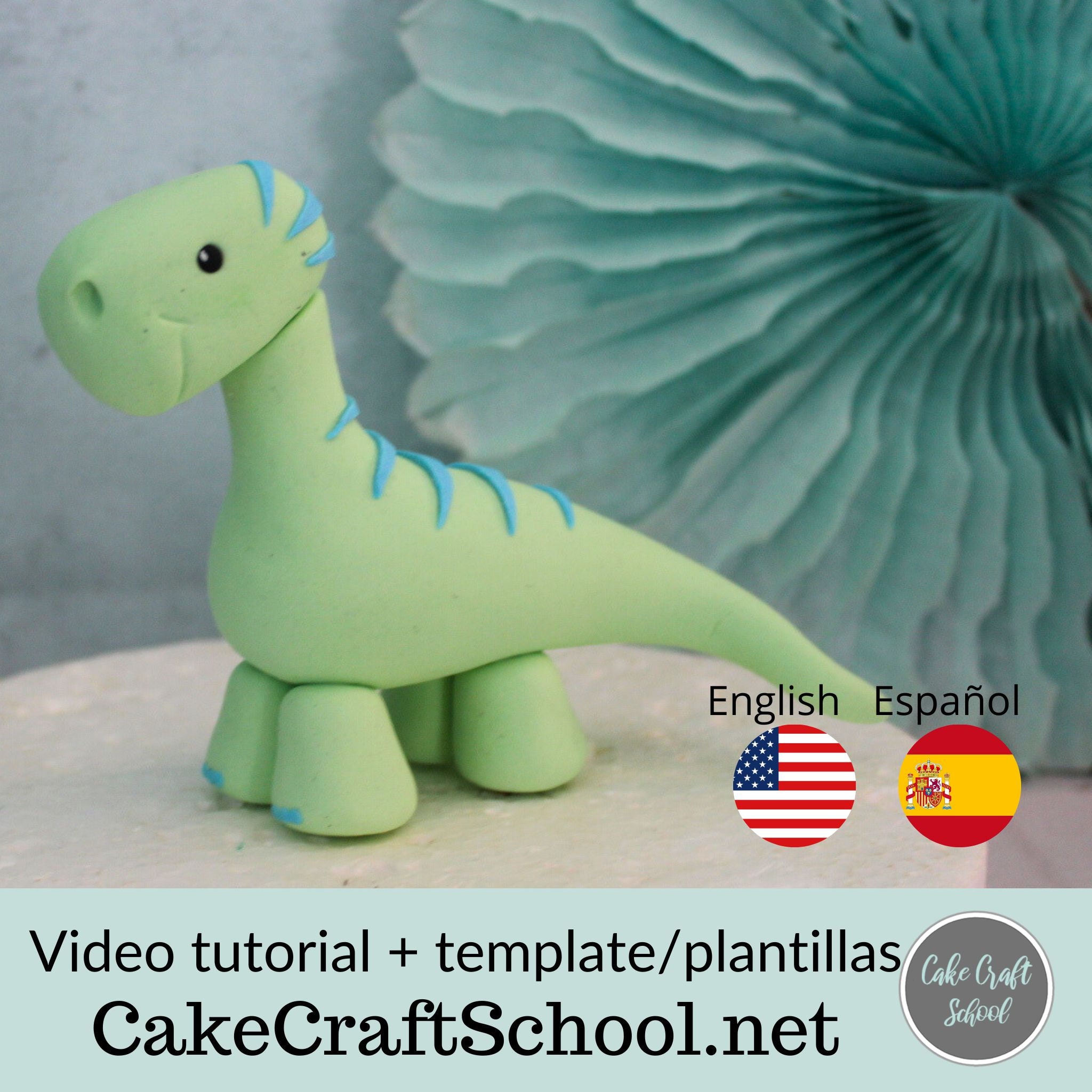 Fondant Dinosaur Cake Topper Video Tutorial With Printable Templates - Etsy