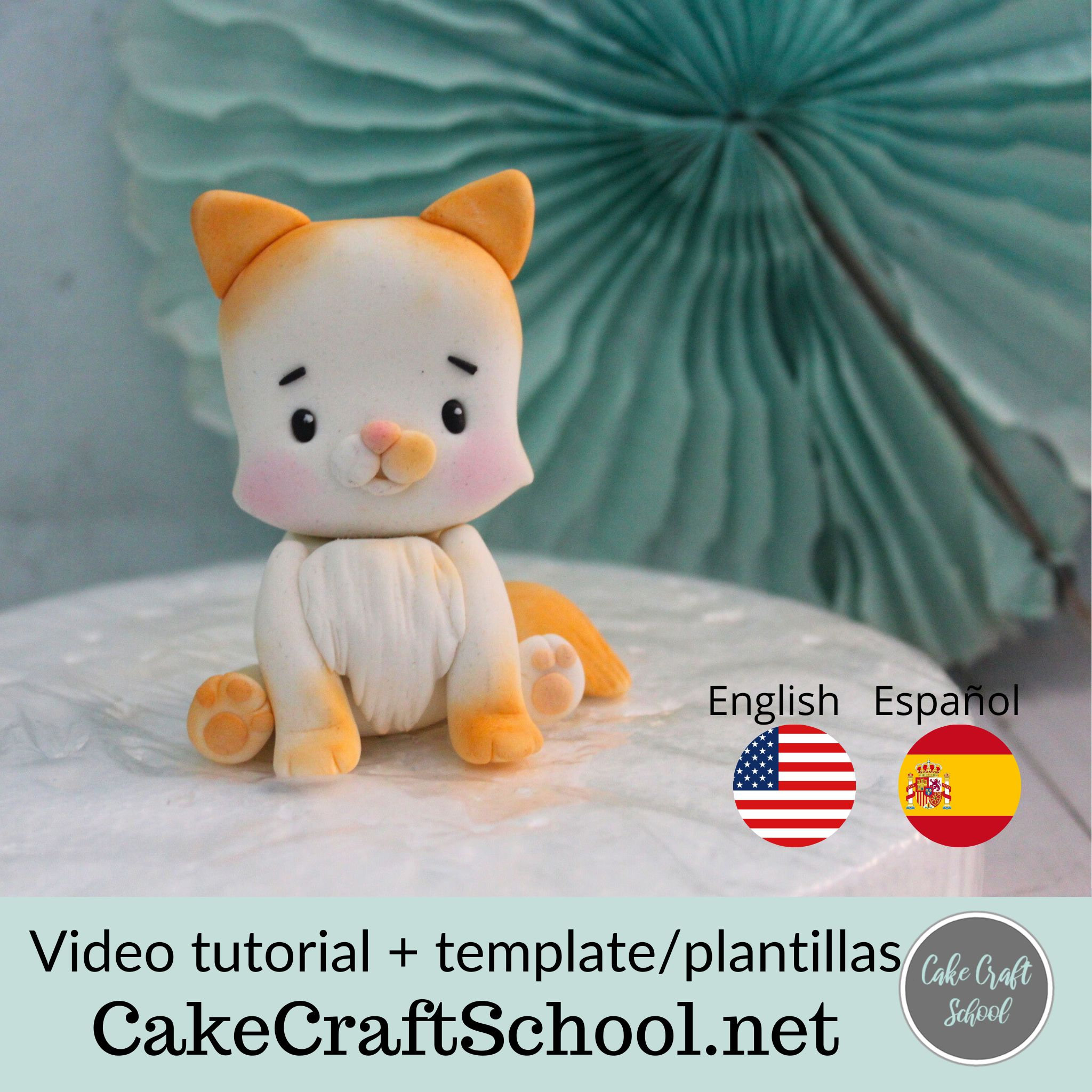 Fondant Cat Cake Topper Video Tutorial With Printable Templates - Etsy UK