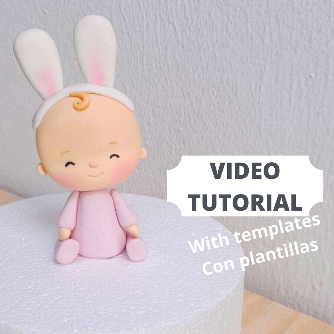 Fondant Baby Cake Topper Video Tutorial | Printable Templates (digital ...