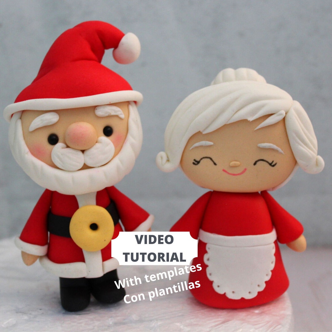 Fondant Santa Claus & Santa's Wife Cake Topper Video Tutorial With ...