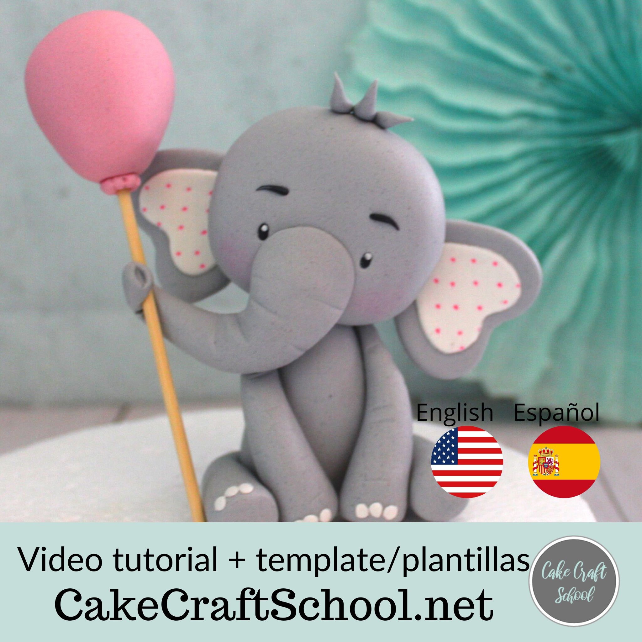 Fondant Elephant Cake Topper Video Tutorial With Templates - Etsy