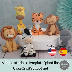 Fondant Jungle Animal Cake Topper Video Tutorial With Templates (PDF ...