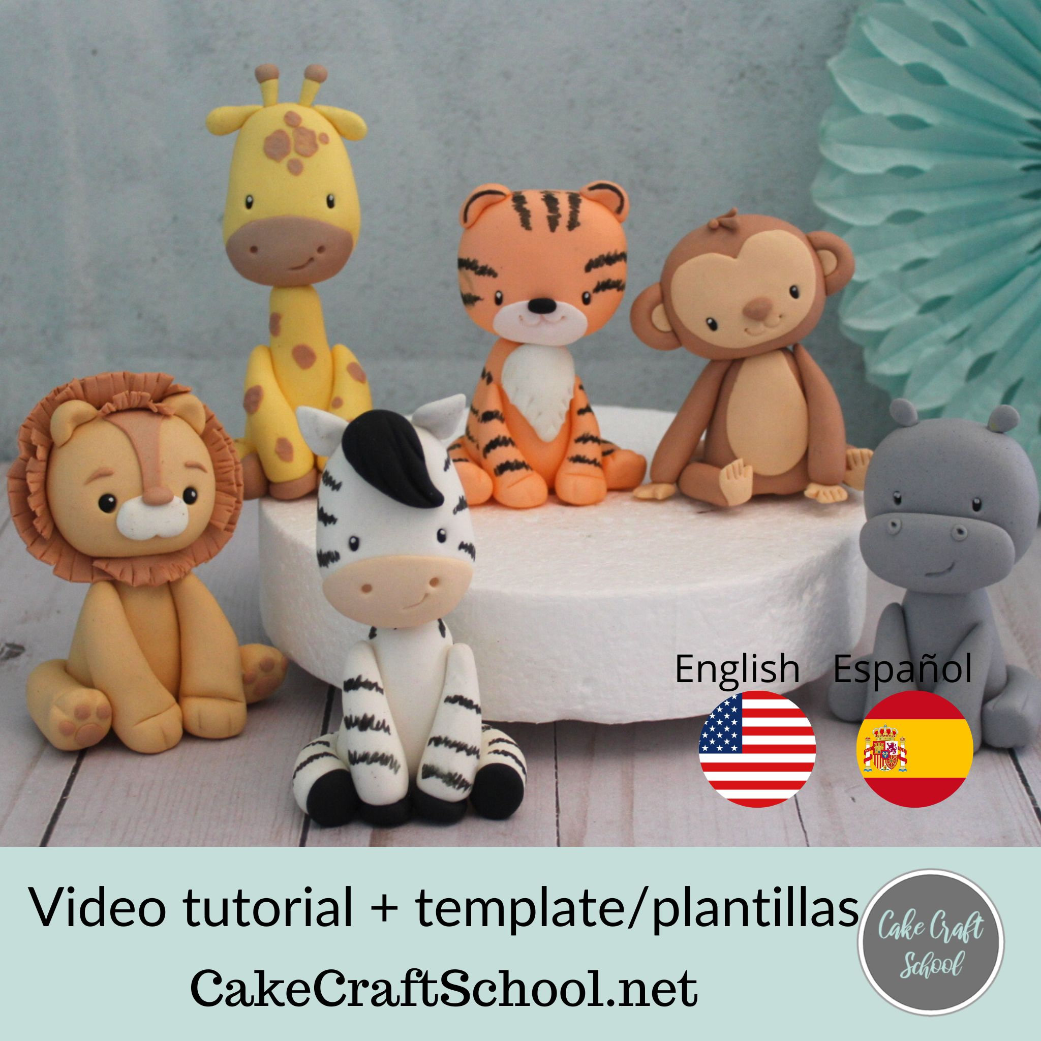 Fondant Jungle Animal Cake Topper Video Tutorial Step by Step - Etsy