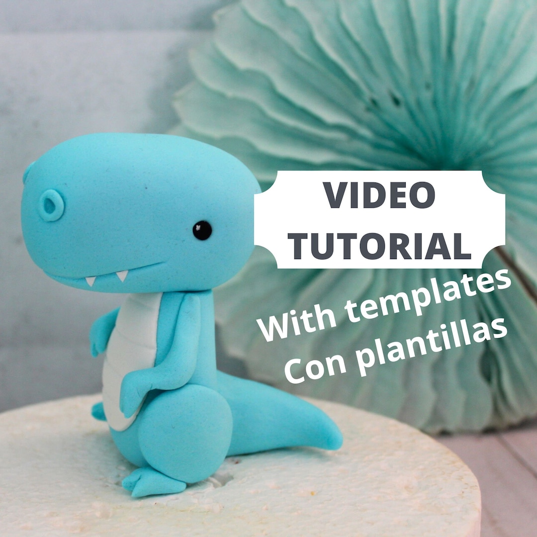 Fondant T-rex Cake Topper Video Tutorial With Printable Templates ...