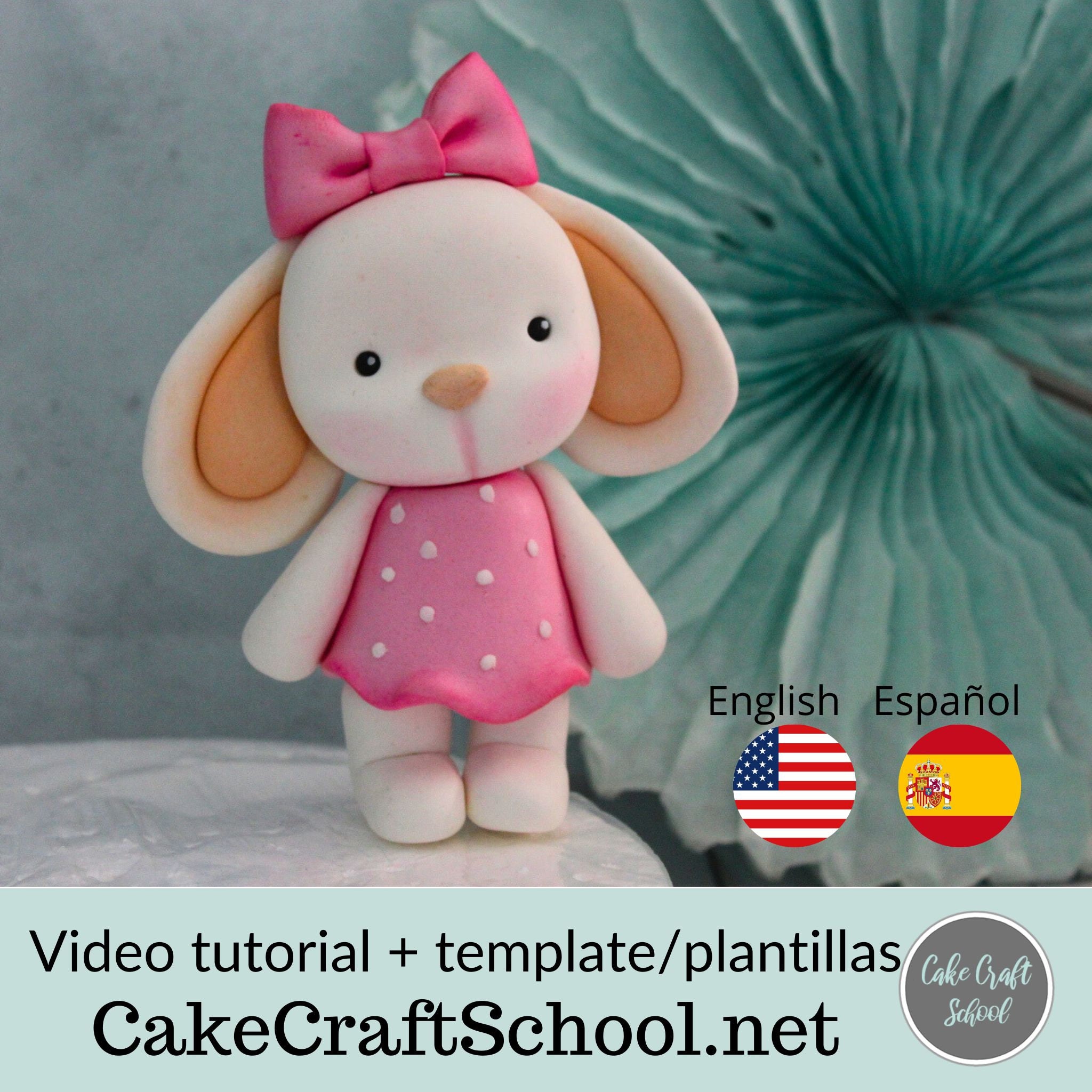 Fondant BUNNY Cake Topper Step by Step Tutorial With Templates Fondant ...