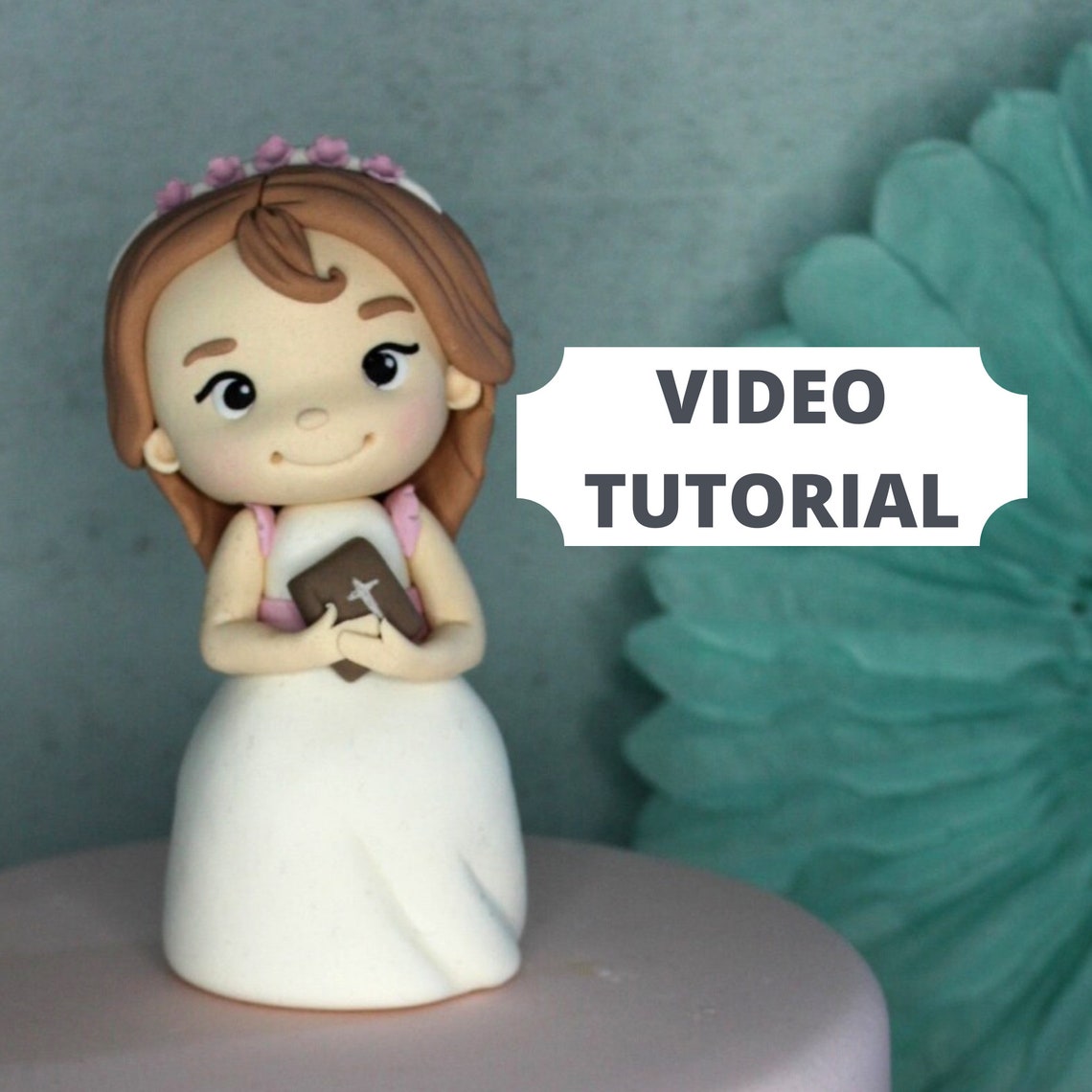 Fondant Communion Girl Cake Topper Step by Step Tutorial With - Etsy