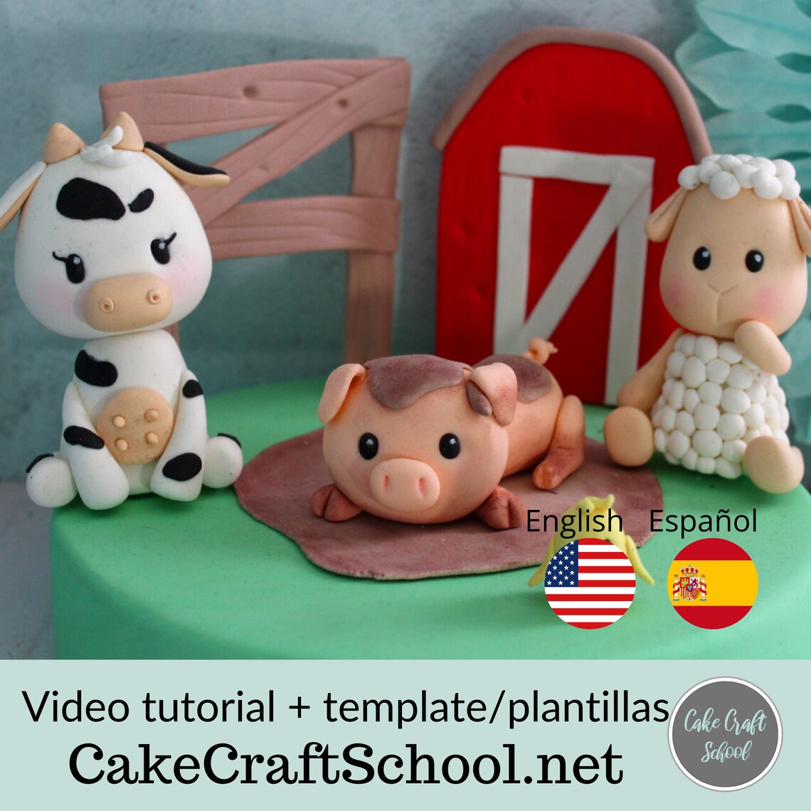Fondant Animal Farm Cake Topper Step by Step Video Tutorial - Etsy