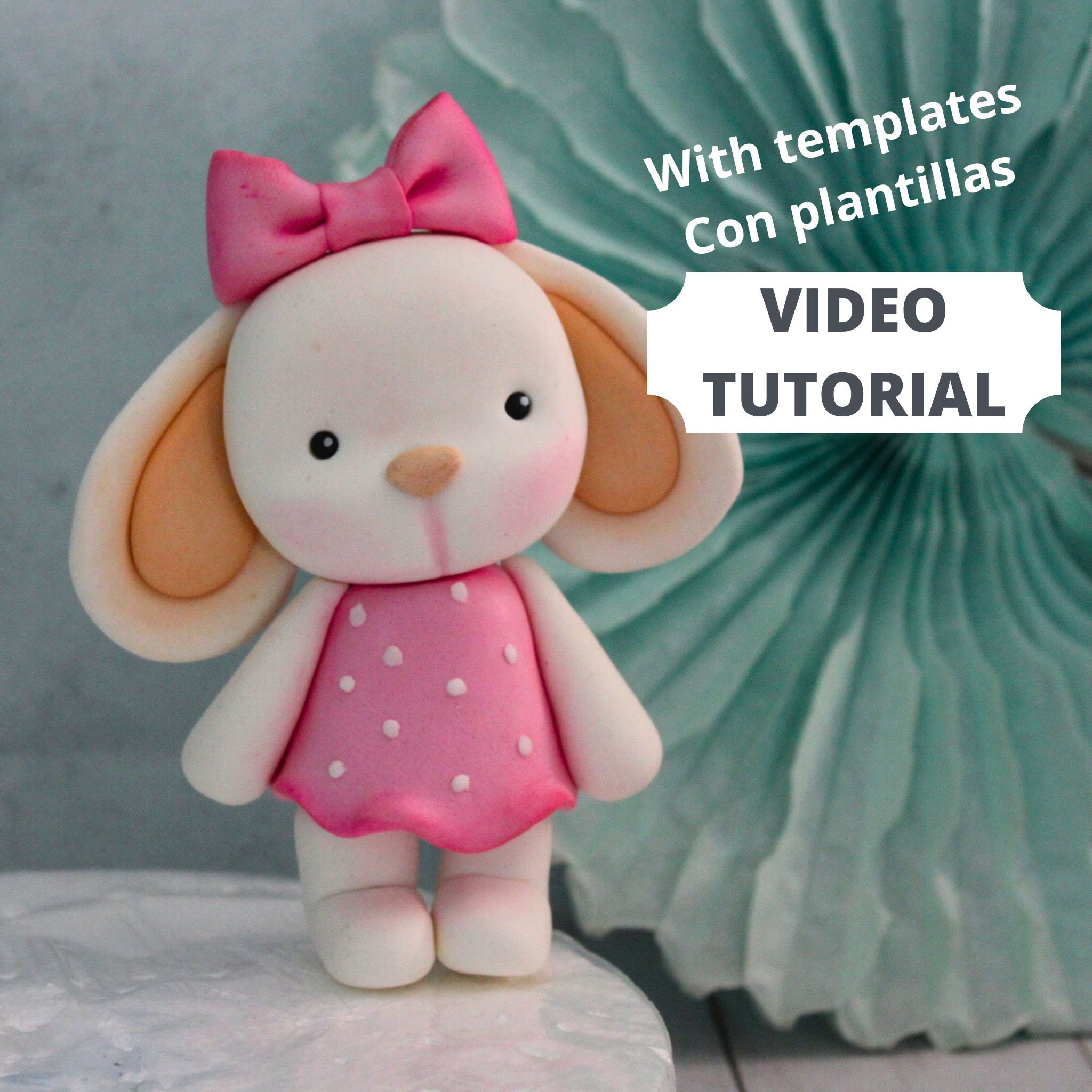 Fondant BUNNY Cake Topper Step by Step Tutorial With Templates ...