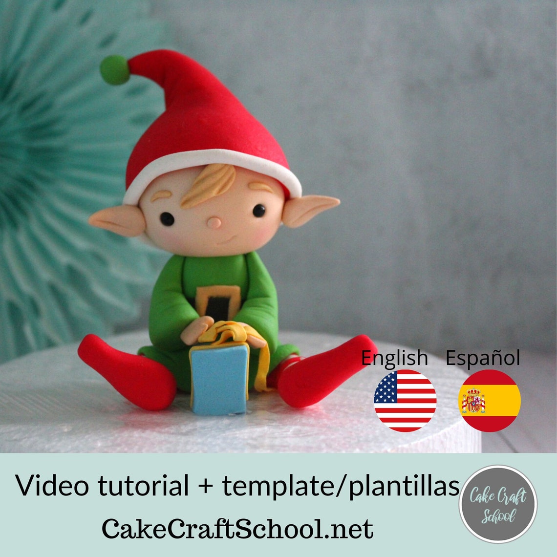 Fondant Christmas Elf Cake Topper Video Tutorial With - Etsy
