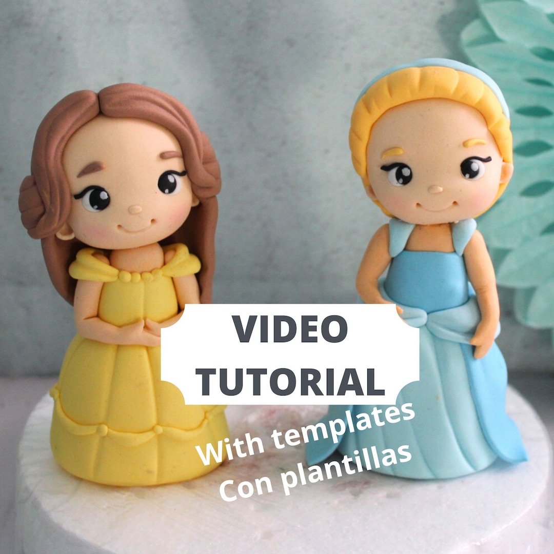 Fondant Princesses Cake Topper Step by Step Video Tutorial Templates 2 ...