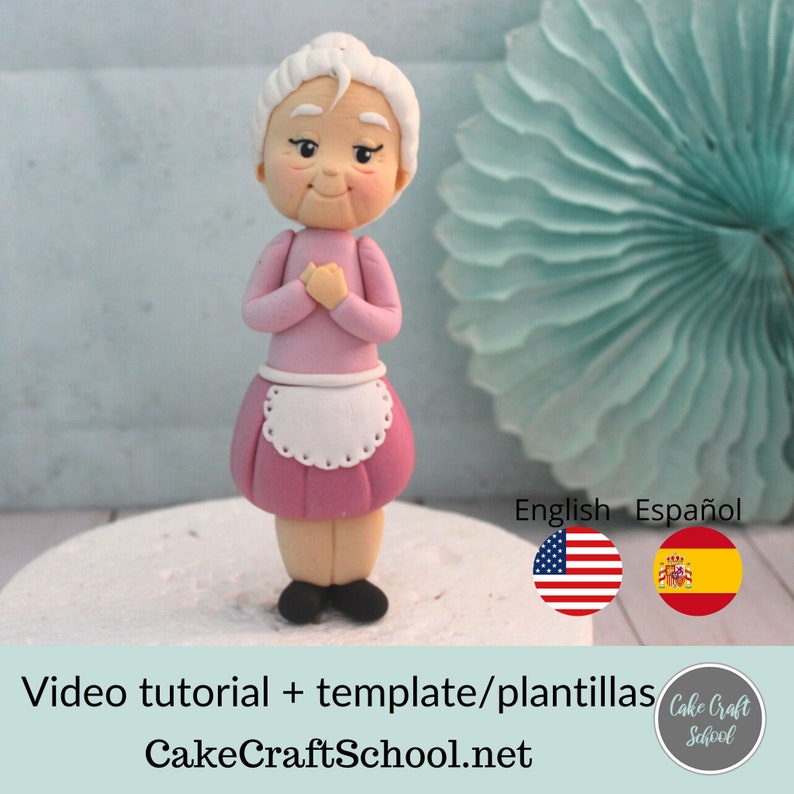 Fondant Grandma Cake Topper Video Tutorial With Printable - Etsy
