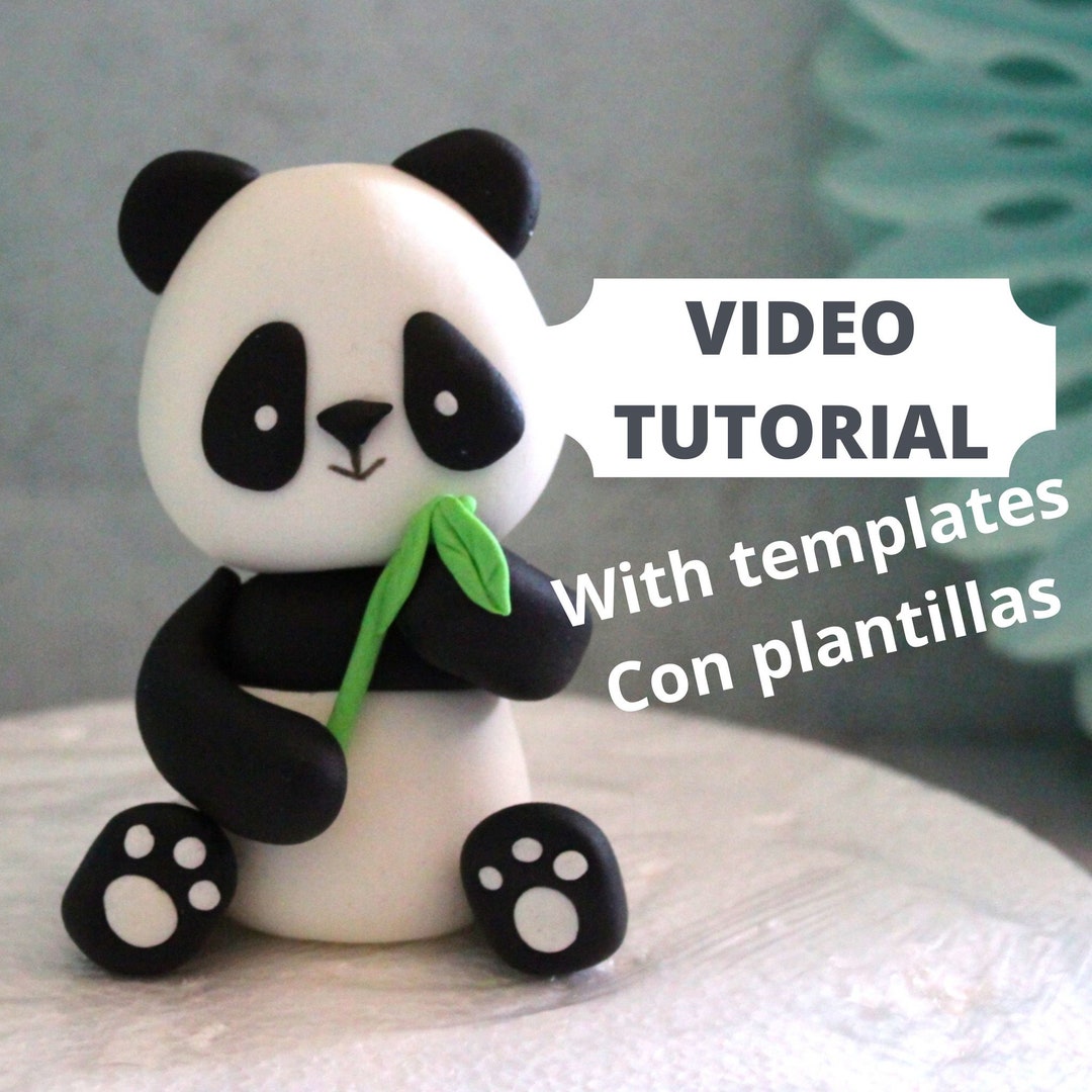 Fondant Panda Cake Topper Tutorial With Templates - Panda Bear Fondant ...
