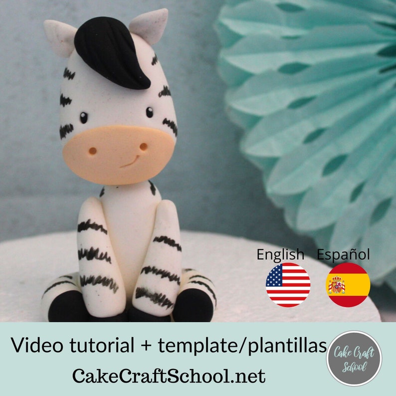 Fondant Zebra Cake Topper Video Tutorial Step by Step With Templates ...