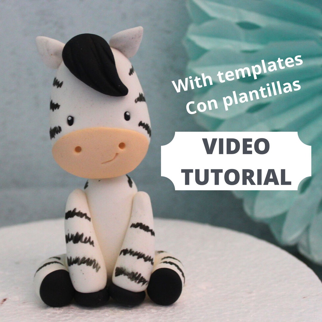 Fondant Zebra Cake Topper Video Tutorial Step by Step With Templates ...