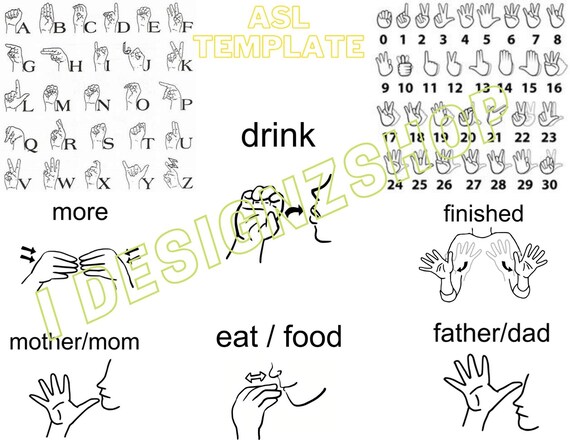 ASL Learning Template | Etsy