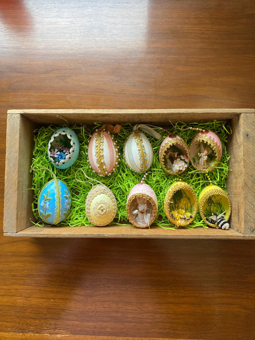 Vintage Real Easter Eggs Diorama, Hand Crocheted - Easter Decor - Etsy