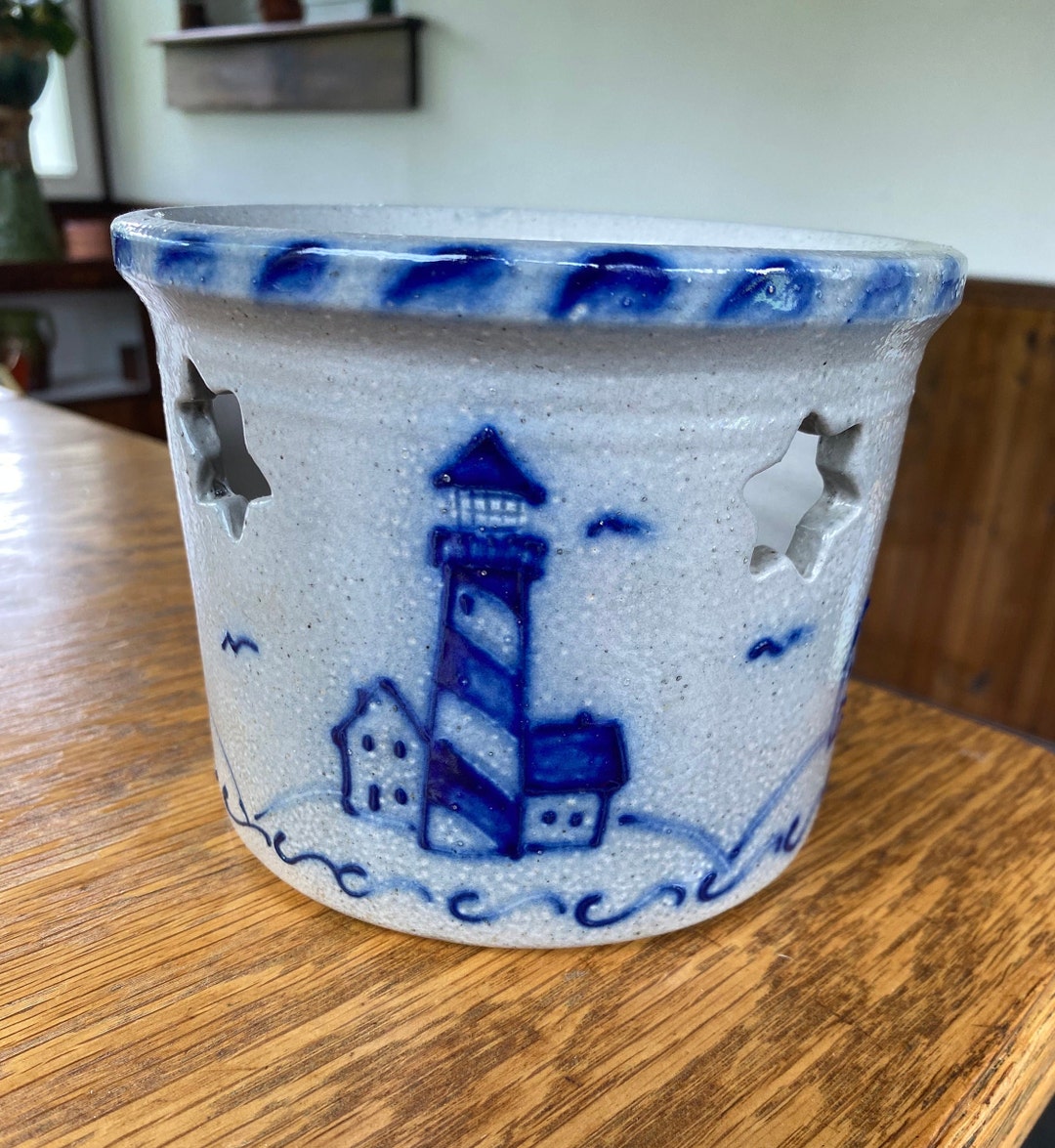 David Eldreth, Tea Light Stoneware Crock, Light Houses, Signed 2003 - Etsy