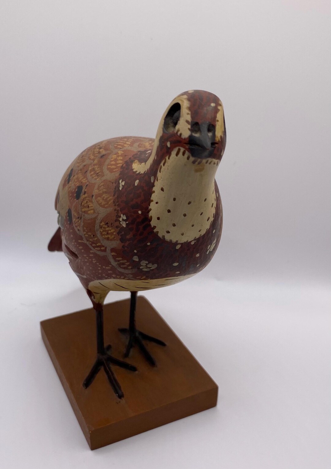 Vintage Hand Carved Wooden Duck Decoy Carl Forslund Quail Rustic Cabin ...