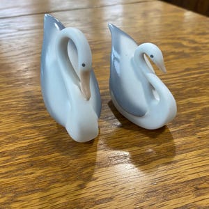 Vintage Japanese Bisque Swan Figurines, Mid Century Design - Home Decor ...