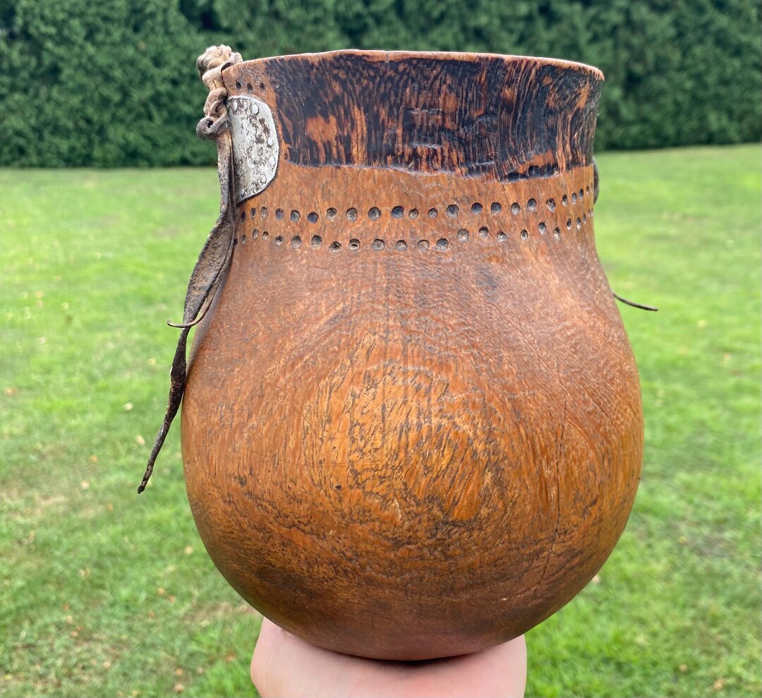 Primitive Turkana Milking Pail With Burnt Design - Home Decor - Tribal ...