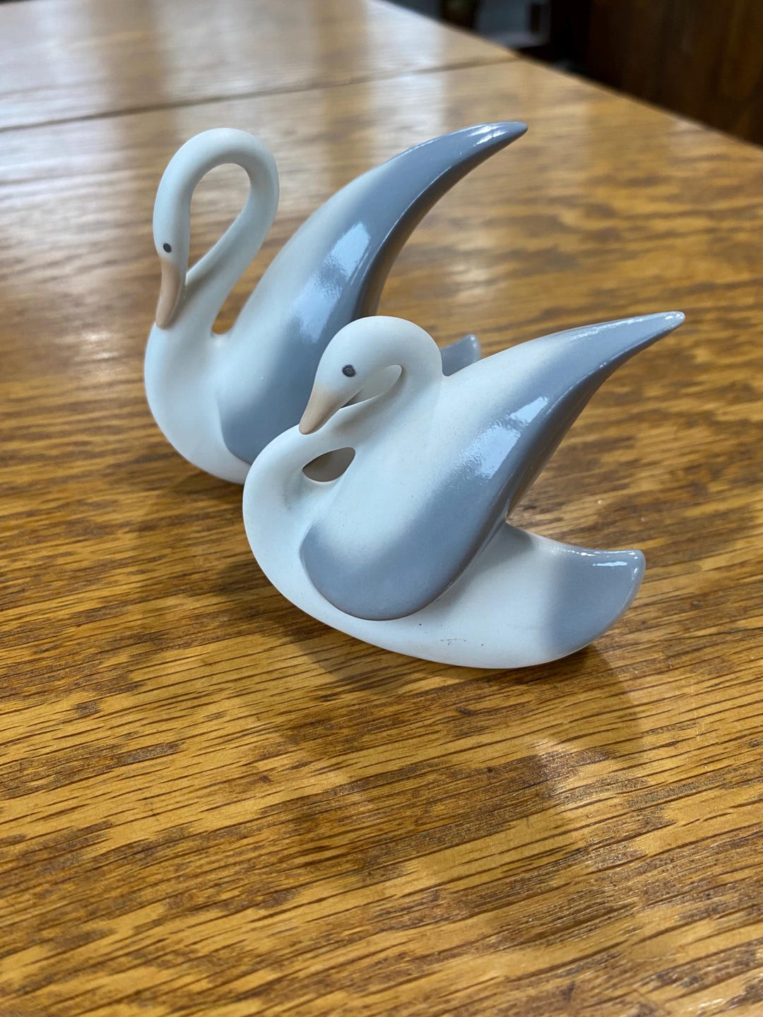 Vintage Japanese Bisque Swan Figurines, Mid Century Design - Home Decor ...