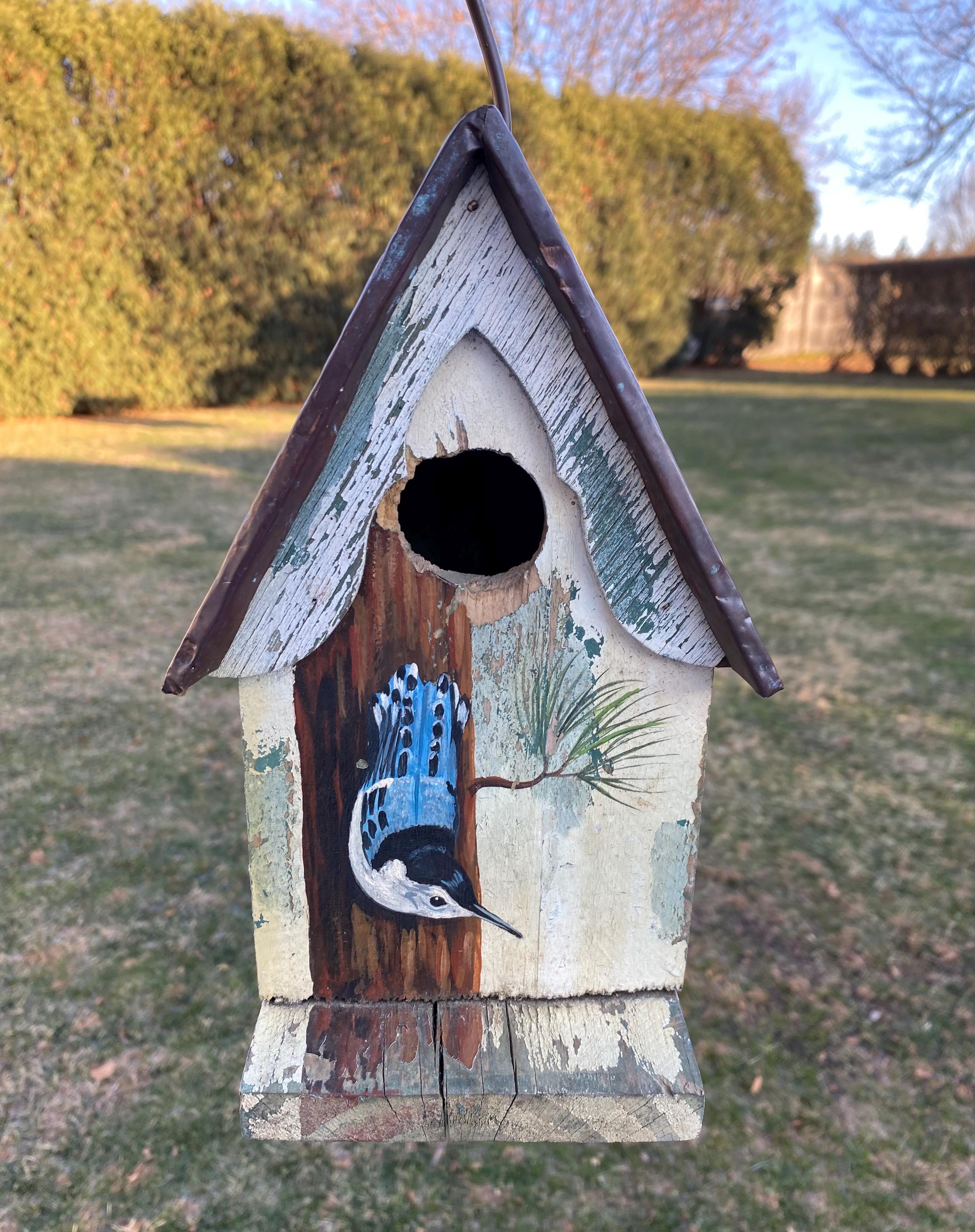 Primitive Style Hand Painted Bird House Signed & Dated 99 Copper Roof ...