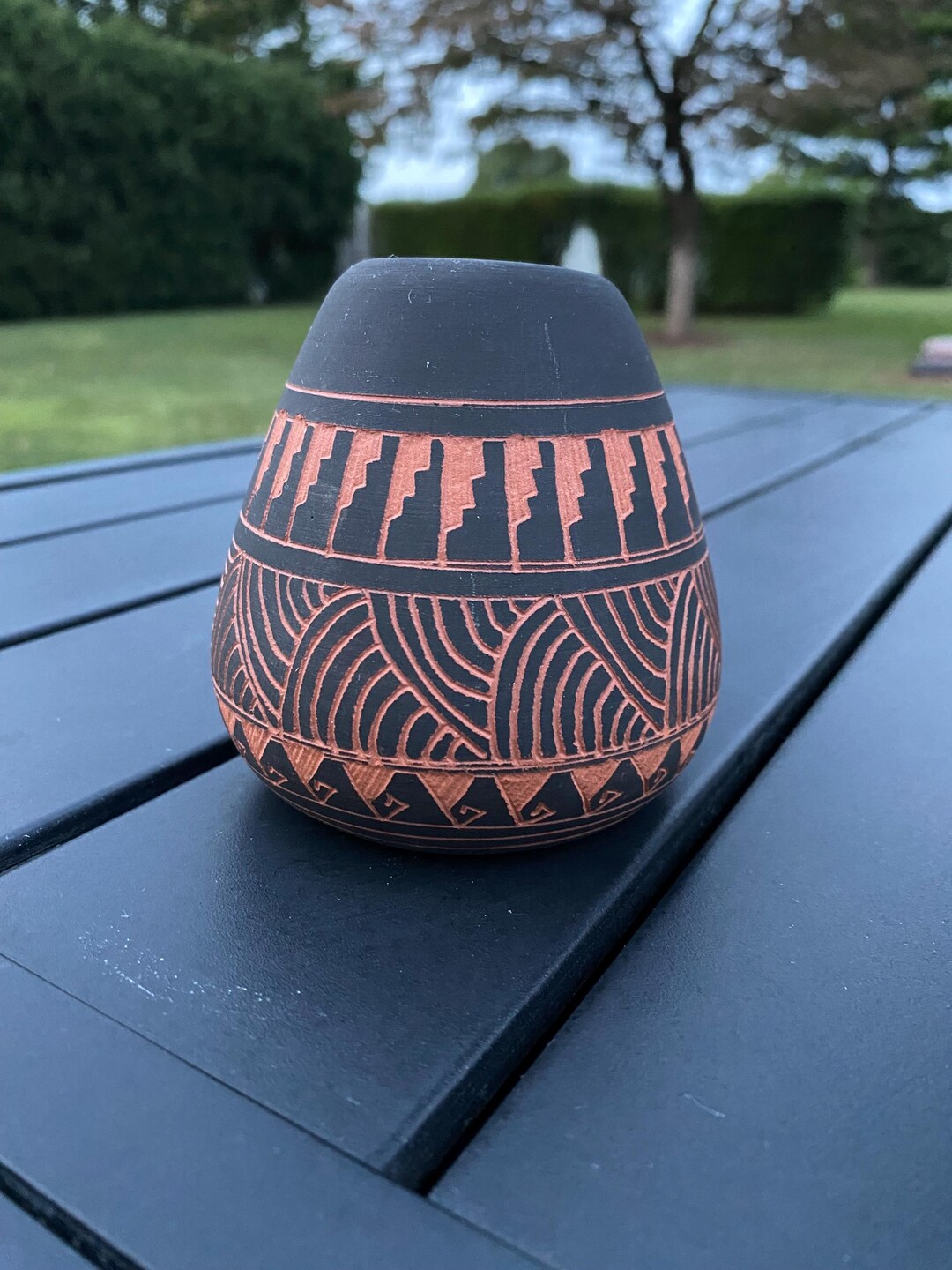 Native American Pottery Navajo Inez Terracotta Sgrafitto Black ...