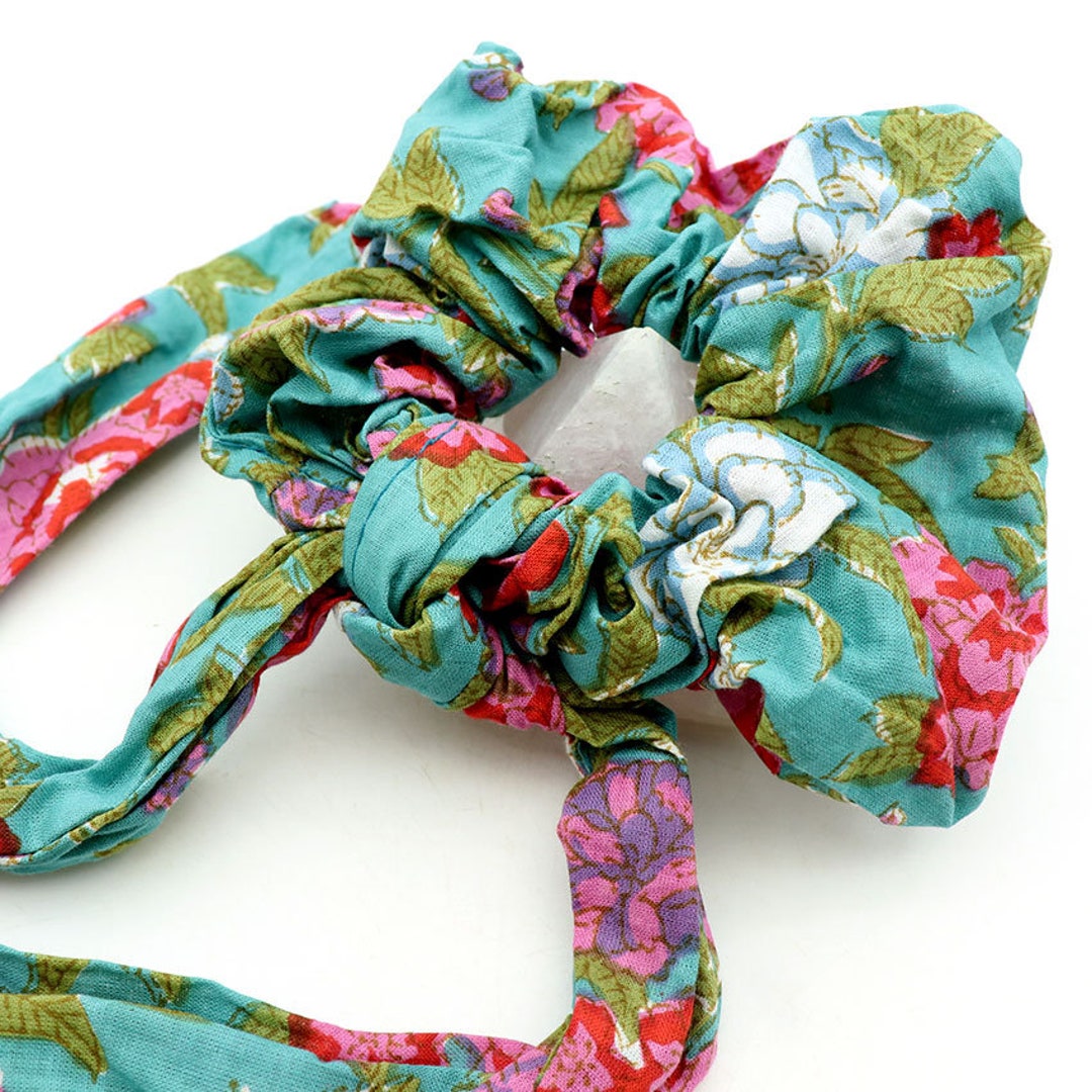 Turquoise Boho Cotton Scrunchie - Etsy