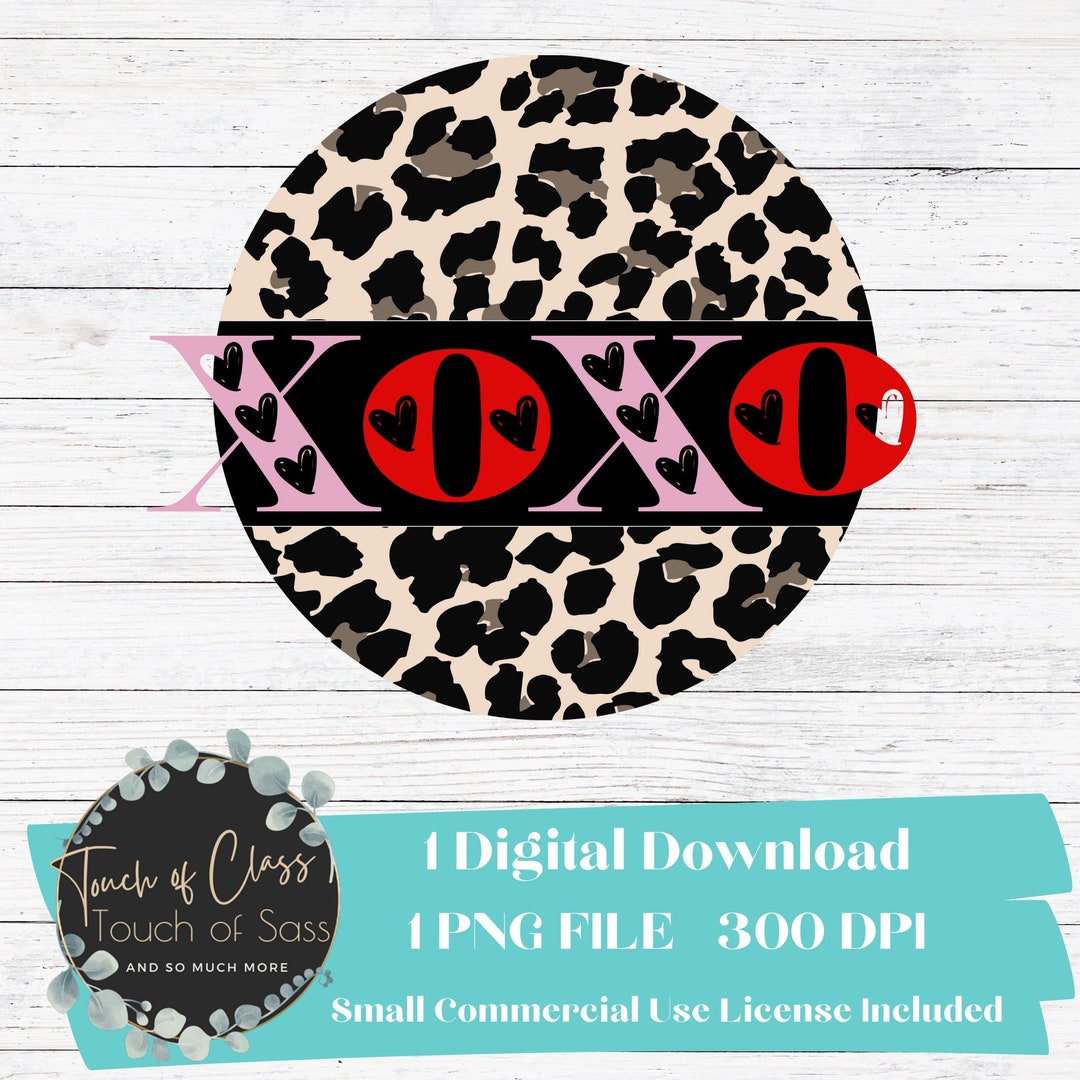 XOXO Leopard Circle Valentine Design for Digital Download PNG ...