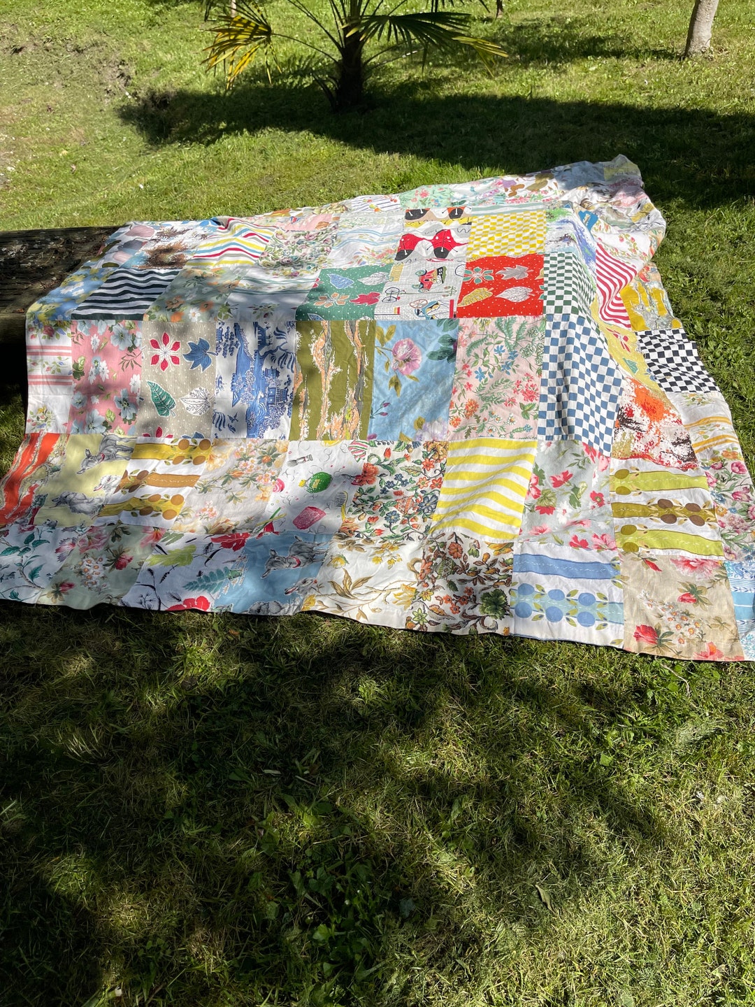 Vintage English Patchwork Bed Cover - Etsy