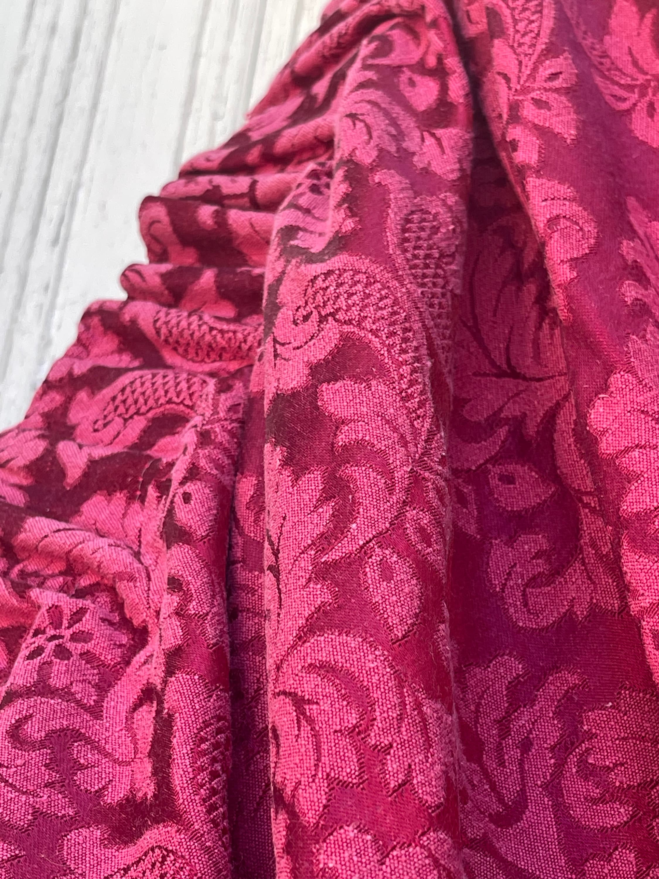 Two Vintage Damask Curtain Panels - Etsy