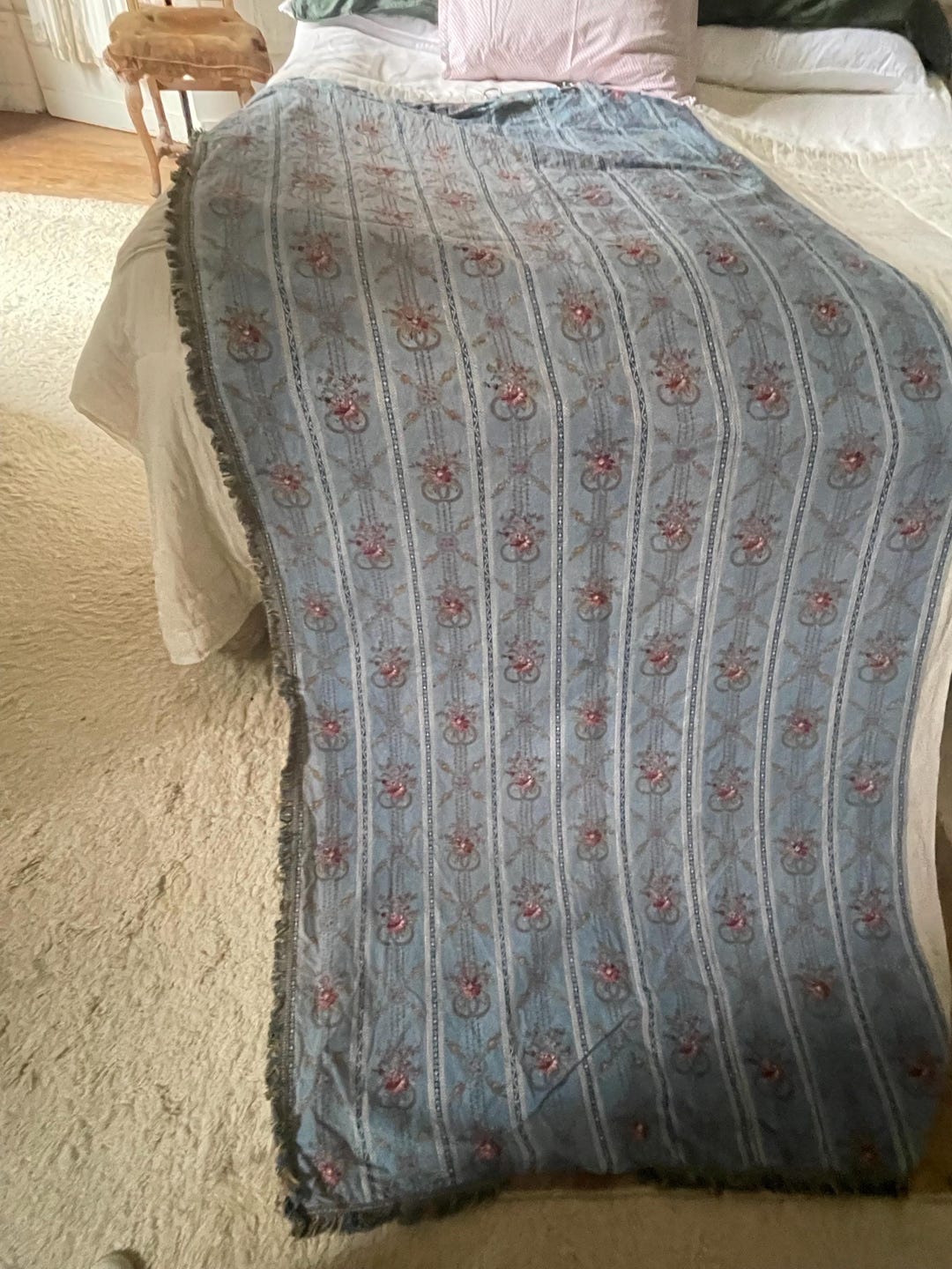 Antique French Indigo Floral Curtain - Etsy