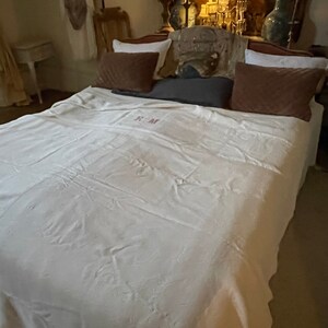 Antique French RM Initials Linen Bed Cover - Etsy