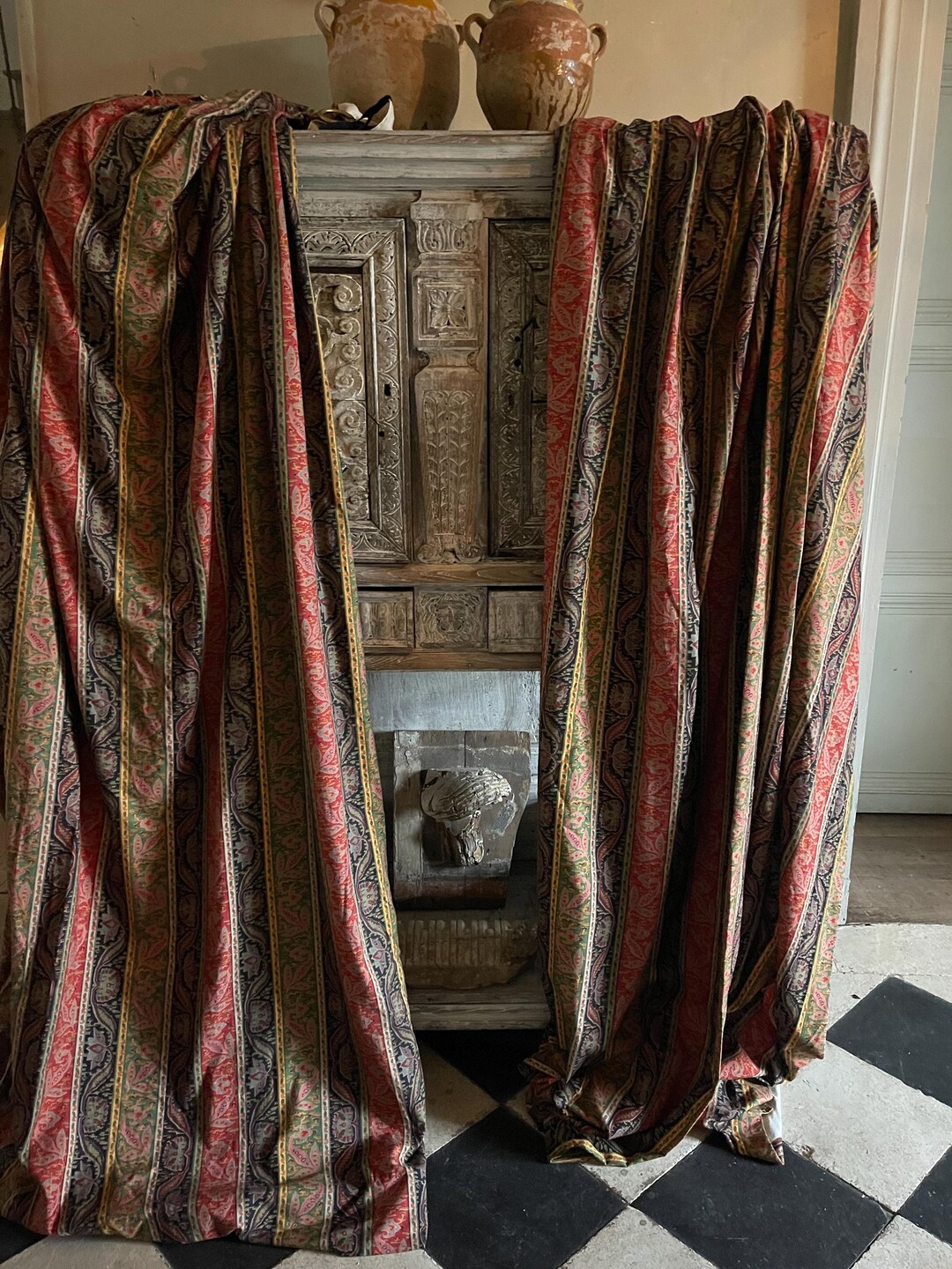 Vintage French Paisley Bespoke Curtains - Etsy