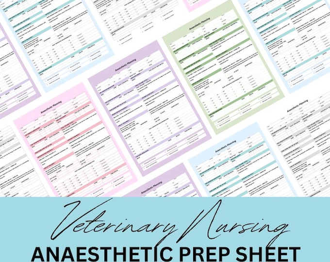 Veterinary Anesthesia and Monitoring Quick Reference Guide - Etsy