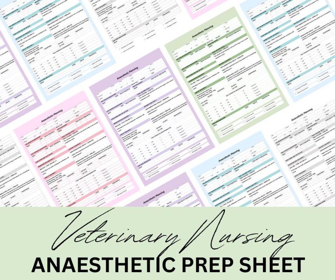 Green Anaesthetic Planning & Preparation Sheet Veterinary - Etsy
