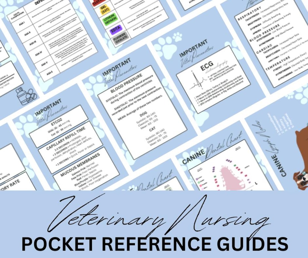 Veterinary Nursing Pocket Reference Cards | BLUE - Etsy