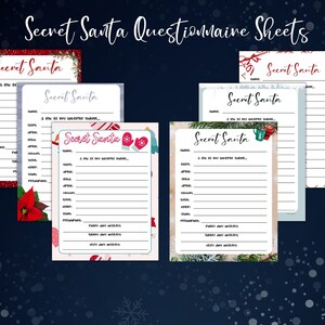 Secret Santa Questionnaire Sheet, Secret Santa Gift Exchange, Question ...