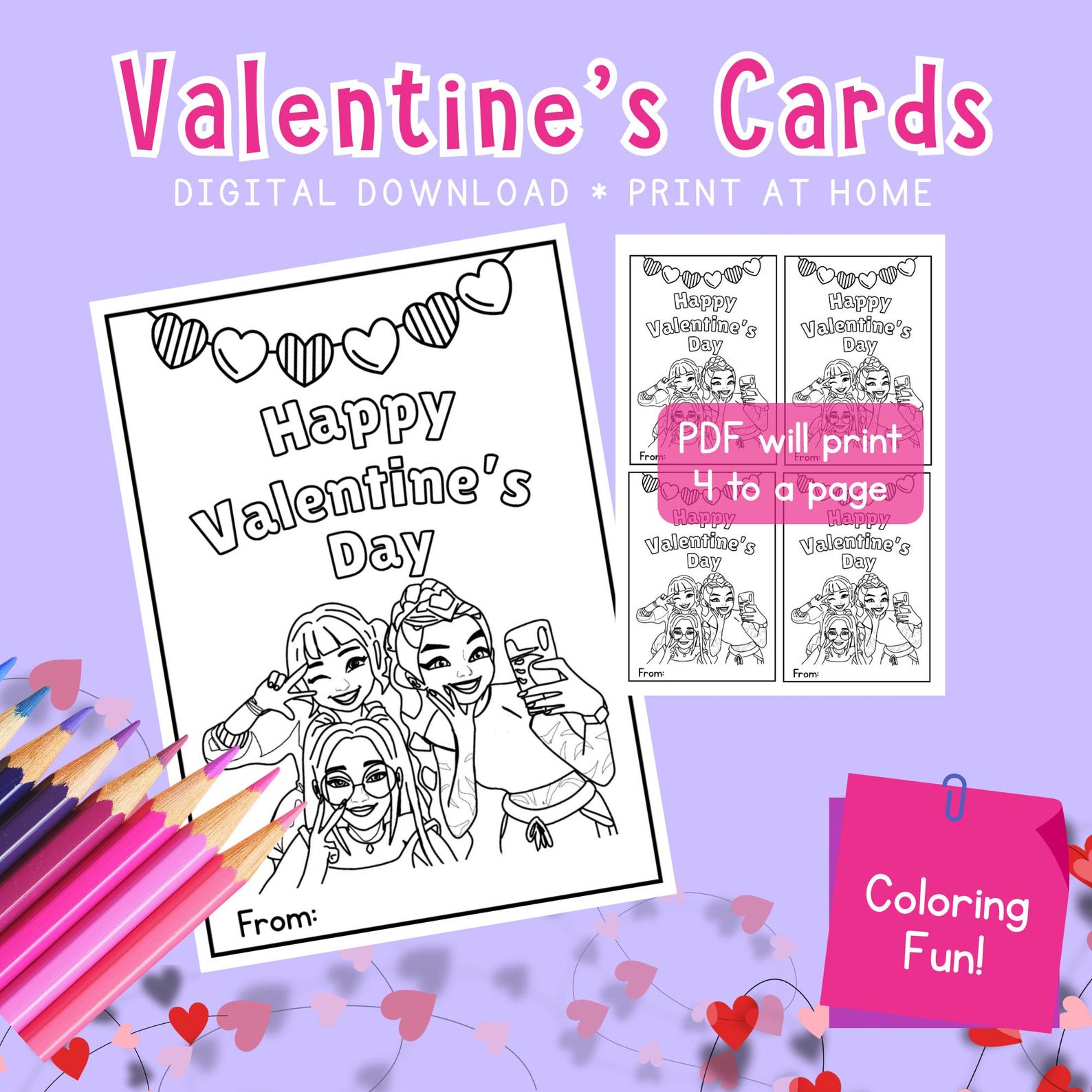 Printable Coloring Valentine's Day Cards for Kids | Classroom ...