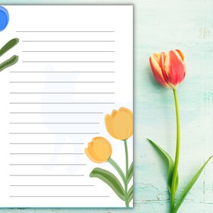 Tulip Printable Stationary | Lined and Blank Writing Paper | Printable ...