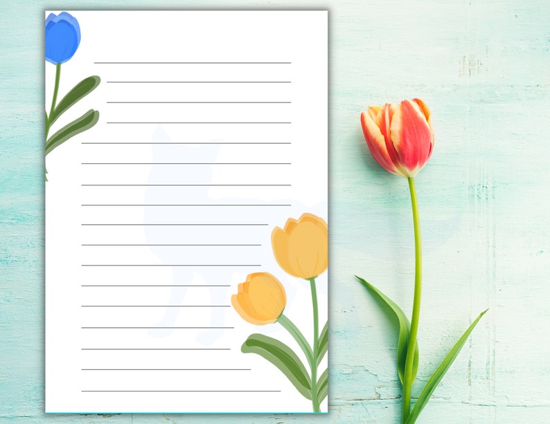 Tulip Printable Stationary | Lined and Blank Writing Paper | Printable ...