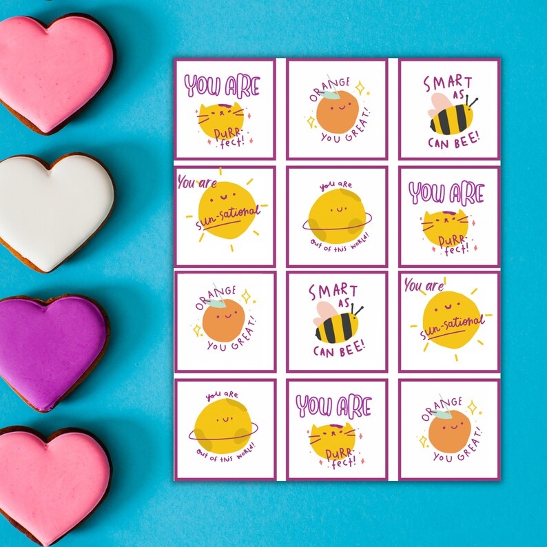 Printable Class Valentine's Day Cards, Bright and Cheery Valentines ...