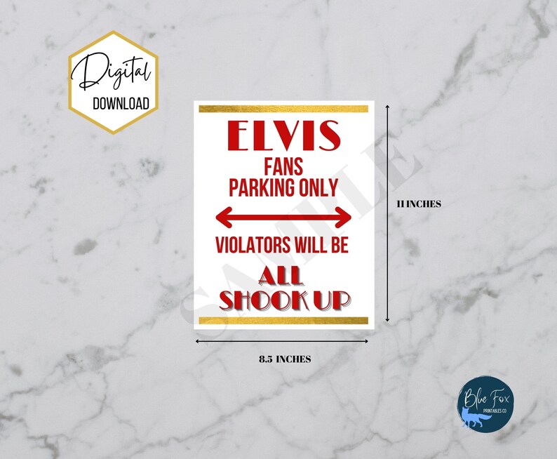 Elvis Fans Only Parking Sign: Party Decor (digital Download) - Etsy
