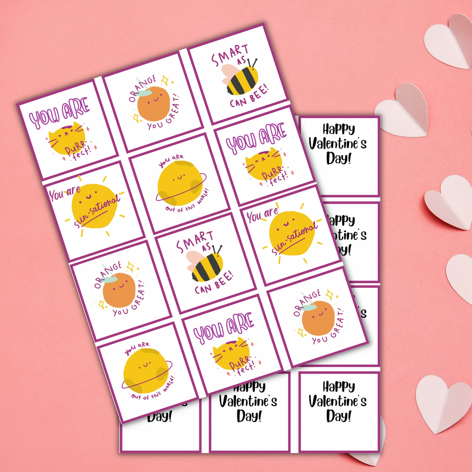Printable Class Valentine's Day Cards, Bright and Cheery Valentines ...