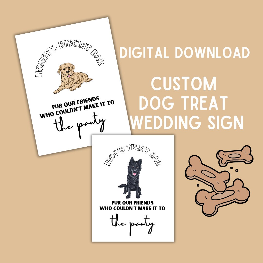 Custom Dog Treat Printable Digital Download Sign, Dog Wedding Favors ...