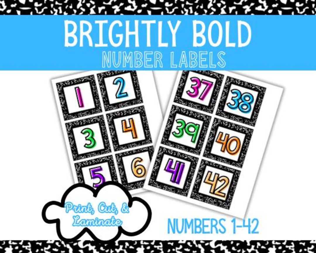 Brightly Bold Printable Classroom Number Labels - Etsy