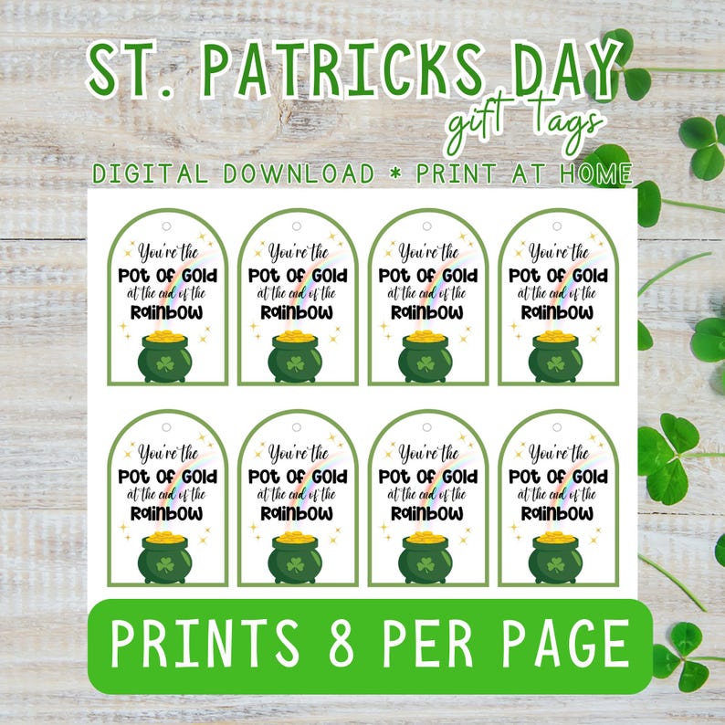 St. Patrick's Day Gift Tags | Printable Lucky Coins (instant Download ...