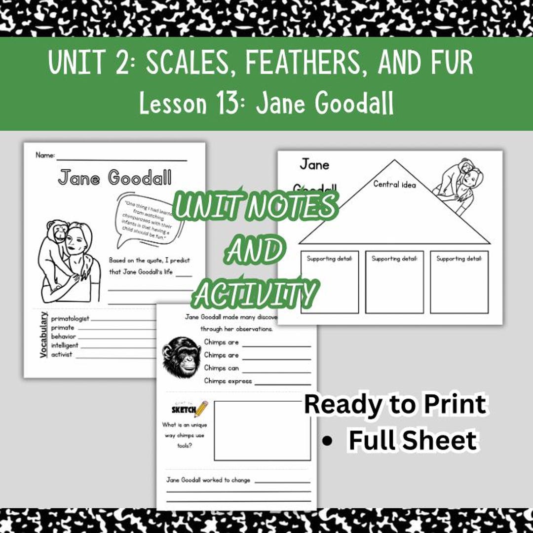 Jane Goodall Lesson Notes: CKLA Unit 2 Activity (digital Download) - Etsy